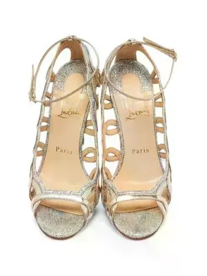 CHRISTIAN LOUBOUTIN Gold-tone Glitter Cut-out Stiletto Pumps