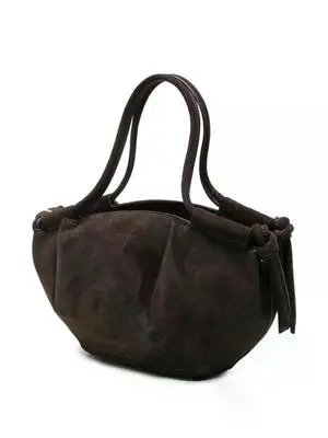 ADRIANNA FERETTI Logo-patch Suede Tote Bag - Brown