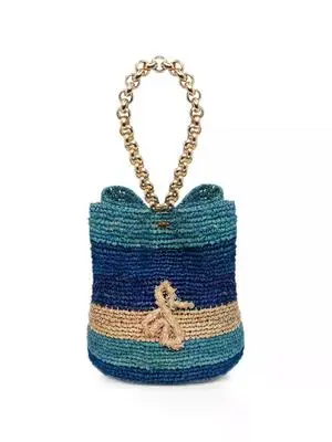 Ruslan Baginskiy Striped Straw Shoulder Bag - Blue