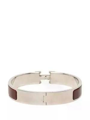 Hermès Enamel And Palladium-plated Metal Clic H Bracelet Pm - Red