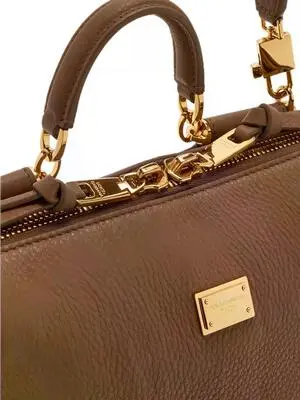 Dolce & Gabbana Vittoria Logo-plaque Leather Tote Bag