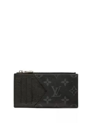LOUIS VUITTON 2010-2026 Monogram Eclipse Taigarama Card Holder Coin Pouch - Black