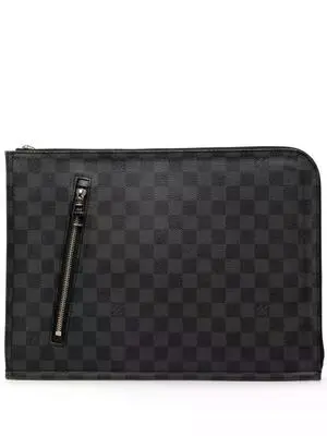LOUIS VUITTON 2012 Damier Graphite Poche Documents Portfolio Clutch Bag - Black
