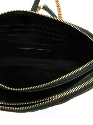 Saint Laurent 2021 Mini Quilted Lambskin Becky Double Zip Crossbody Bag - Black
