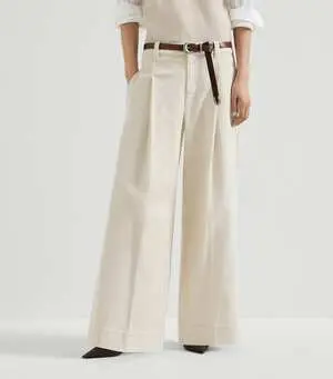 Brunello Cucinelli Cotton Twill Cuffed Trousers - Beige