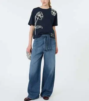 Max Mara Cotton Embroidered Flower T-shirt