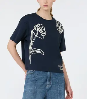 Max Mara Cotton Embroidered Flower T-shirt