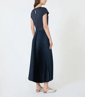 Max Mara Short Sleeve Pleated Midi Dress