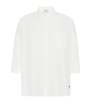 Max Mara Cotton Cropped Sleeve Shirt - White