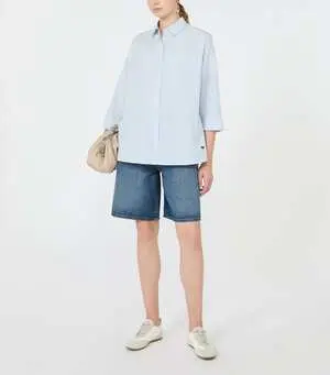 Max Mara Cotton Striped Cropped-sleeve Shirt