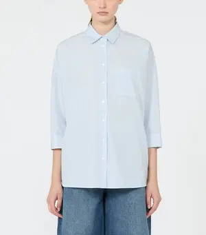 Max Mara Cotton Striped Cropped-sleeve Shirt