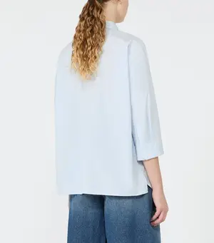 Max Mara Cotton Striped Cropped-sleeve Shirt