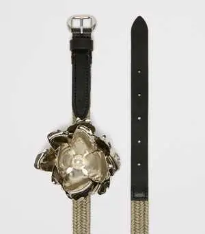 Max Mara Leather-linen Flower Belt