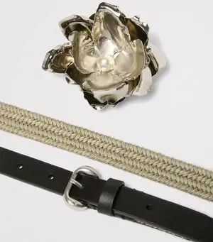 Max Mara Leather-linen Flower Belt