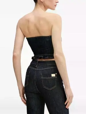 GAUDI Ruffled-trim Zip-up Corset Top
