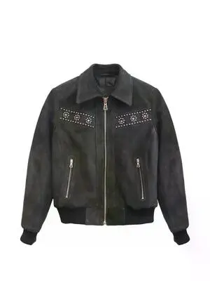 HTC LOS ANGELES Francisville Studded Suede Jacket - Grey