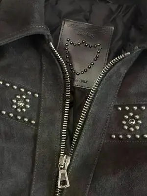 HTC LOS ANGELES Francisville Studded Suede Jacket - Grey