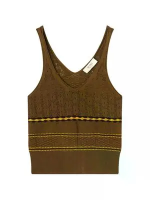 RETORI Floral-stitch Knit Top - Brown