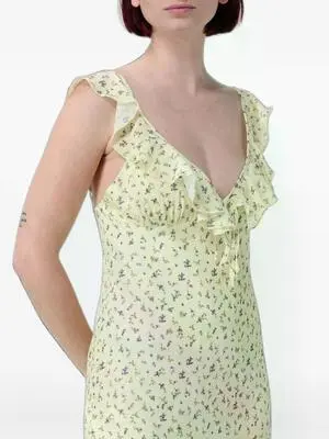 MAR DE MARGARITAS Cecilia Floral Print Ruffled Maxi Dress - Neutrals