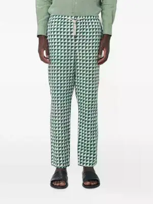 PENINSULA SWIMWEAR Teulada Printed Linen Trousers - Green