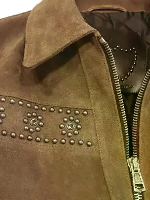 HTC LOS ANGELES Francisville Studded Suede Jacket - Brown