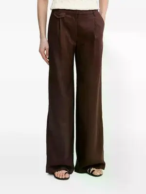 Bardot Geordy Pleated Wide-leg Trousers - Brown