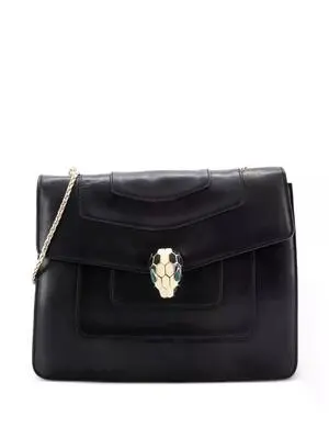 BVLGARI Serpenti Forever Square Leather Medium Shoulder Bag - Black