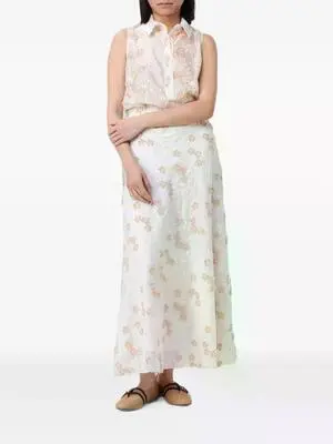 HANITA Floral-embroidered Flared Skirt
