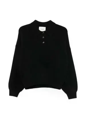 LISA YANG Etta Button-up Polo Shirt - Black