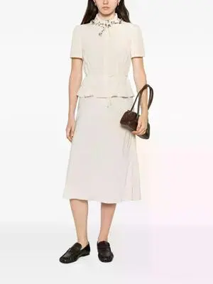 Prada Crystal-embellished Peplum-waist Midi Dress - Neutrals