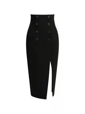 Khaite Luiza Slit-detail Midi Skirt - Black