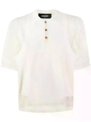 Dsquared2 Mesh-insert Short Sleeved Polo Shirt - Neutrals