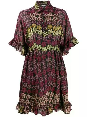 Dsquared2 Floral Print Shirt Dress - Black