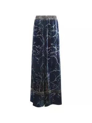 PIERRE-LOUIS MASCIA Floral Print Velvet Trousers - Blue