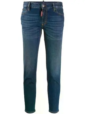 Dsquared2 Cropped Logo Rise Jeans