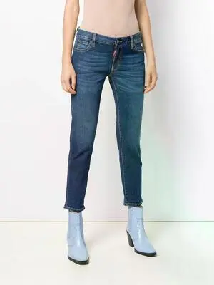 Dsquared2 Cropped Logo Rise Jeans