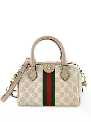 Gucci Ophidia Convertible Boston Bag Gg Coated Canvas Mini Satchel - Neutrals