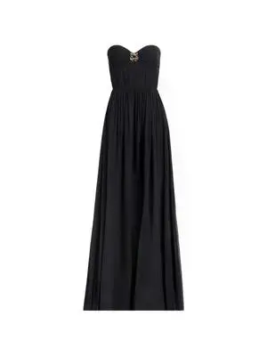 Elie Saab Strapless Ruched Maxi Dress - Blue