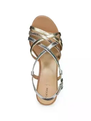 Geox Virnilisa Cracked-effect Multi-strap Heeled Sandals
