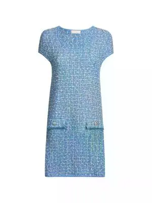 Liu Jo Tweed-effect Button-detail Mini Dress - Blue