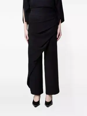 HANITA Draped-panel Pallazo Trousers - Black