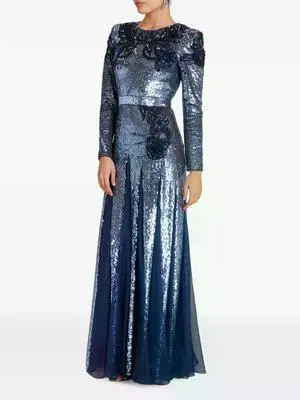 TEMPERLEY LONDON Porta Floral-embroidered Maxi Dress