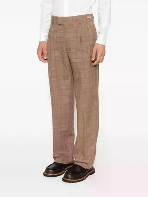 Drole De Monsieur Check-pattern Pleated Trousers - Brown