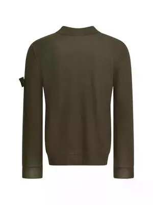 Stone Island Logo-patch Polo-collar Sweater - Green