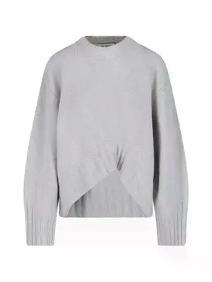 Attico Asymmetric-hem Embroidered-logo Sweater