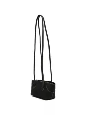 MARGESHERWOOD Contrast-stitched Leather Crossbody Bag - Black
