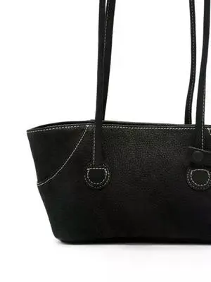 MARGESHERWOOD Contrast-stitched Leather Crossbody Bag - Black