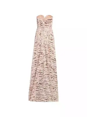 Elie Saab Sequin Embellished Strapless Maxi Dress