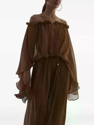 TALLER MARMO Ouarzazate Off-the-shoulder Silk Maxi Dress