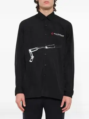 LANVIN Graphic-print Small-collar Shirt - Black